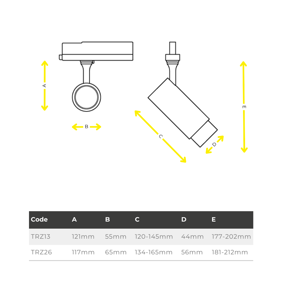LED Zoomable Track Spotlight TRZ - Mount Lighting